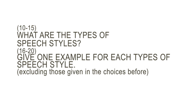 Types of speech styles | PPTX | Educational Assessment | Education