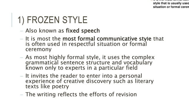 Frozen Communicative Style Examples