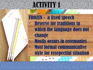 TYPES OF SPEECH STYLES SUCH AS INTIMAptx | PPT