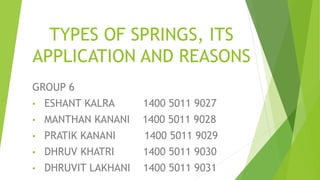 Types of springs, its application and reasons | PPTX