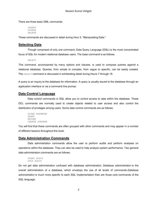 Types of sql commands by naveen kumar veligeti | DOCX | Databases ...