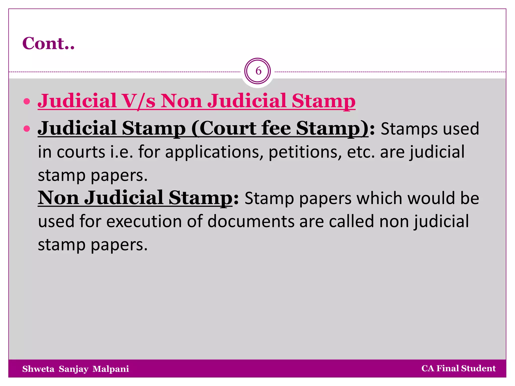 Types of stamps and some concepts of stamp duty | PPTX