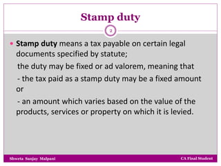 Types of stamps and some concepts of stamp duty | PPTX