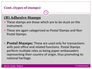 Types of stamps and some concepts of stamp duty | PPTX