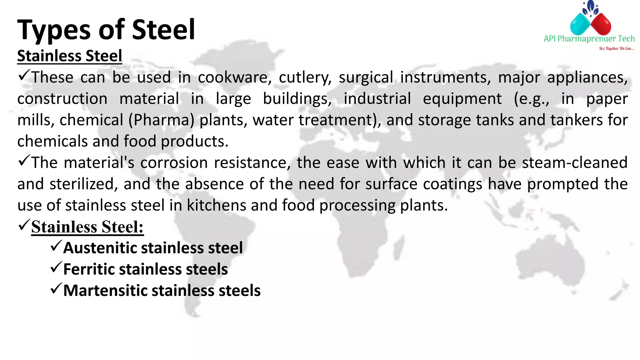 Types of steels used in API & Chemical Manufacturing Industries | PPT