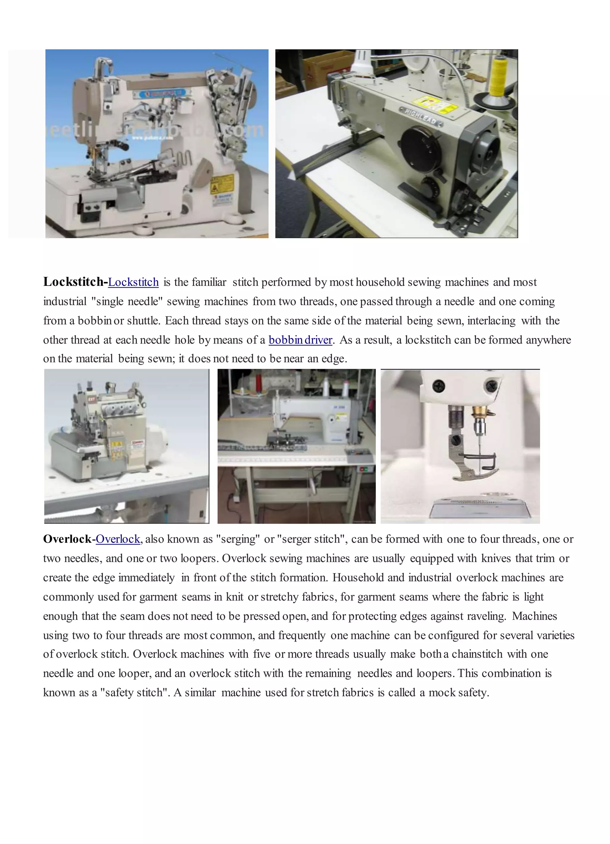 Types of stitching machines | PDF