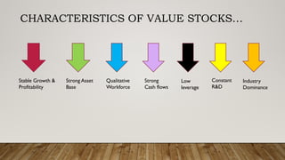 types of stocks value vs growth stocks ppt | PPT