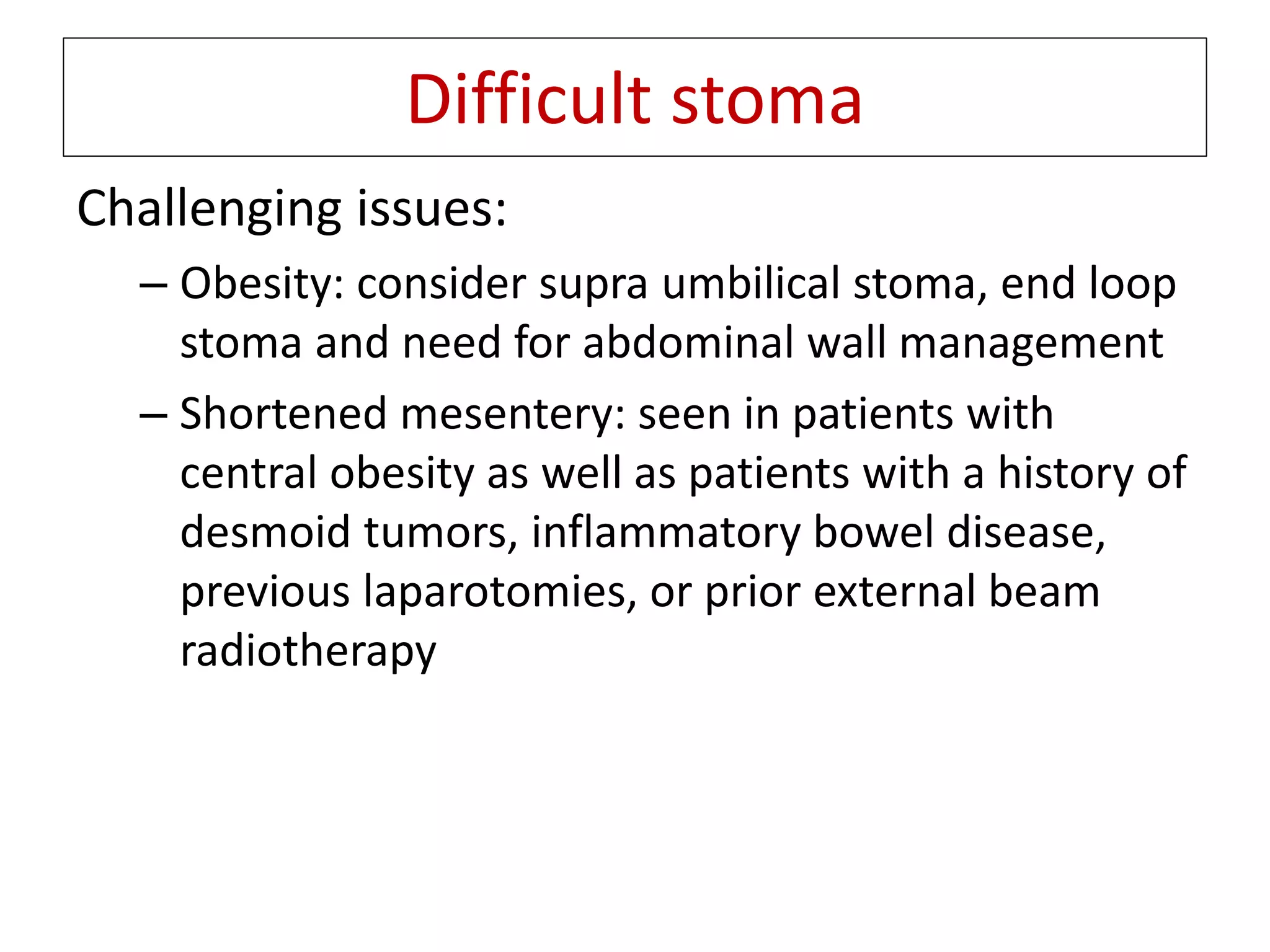 Types of intestinal stomas and management | PPTX