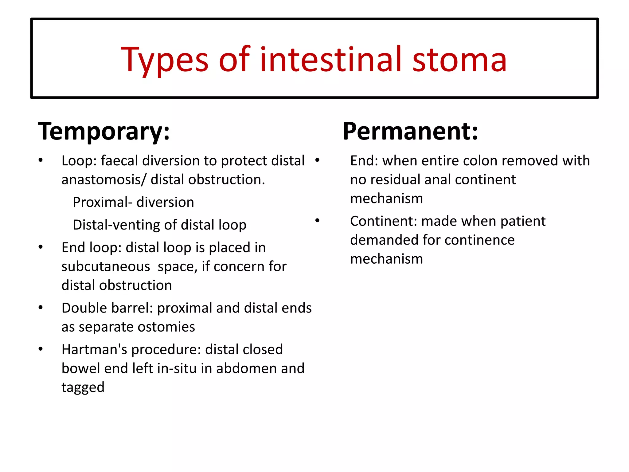 Types of intestinal stomas and management | PPTX
