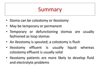 Types of intestinal stomas and management | PPTX