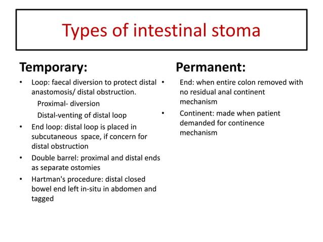 Types of intestinal stomas and management | PPTX