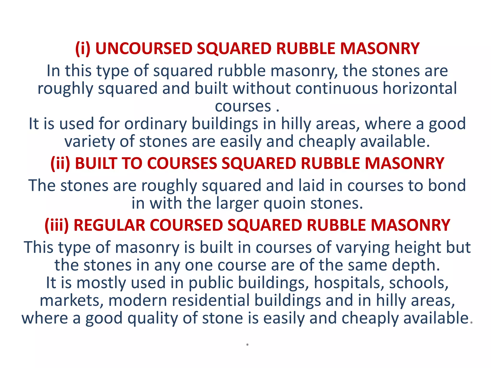 Types of stone masonry | PPTX