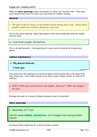 Types of story openings | PDF