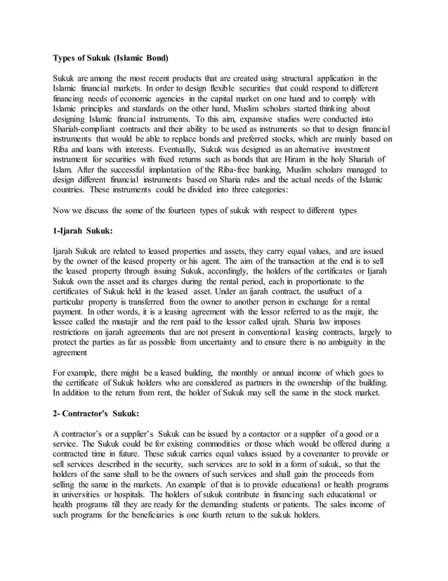 Types of sukuk | PDF