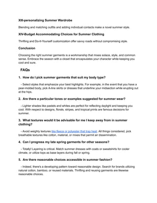 Types of summer clothes.pdf | Women\'s Outerwear | Women\'s Clothing