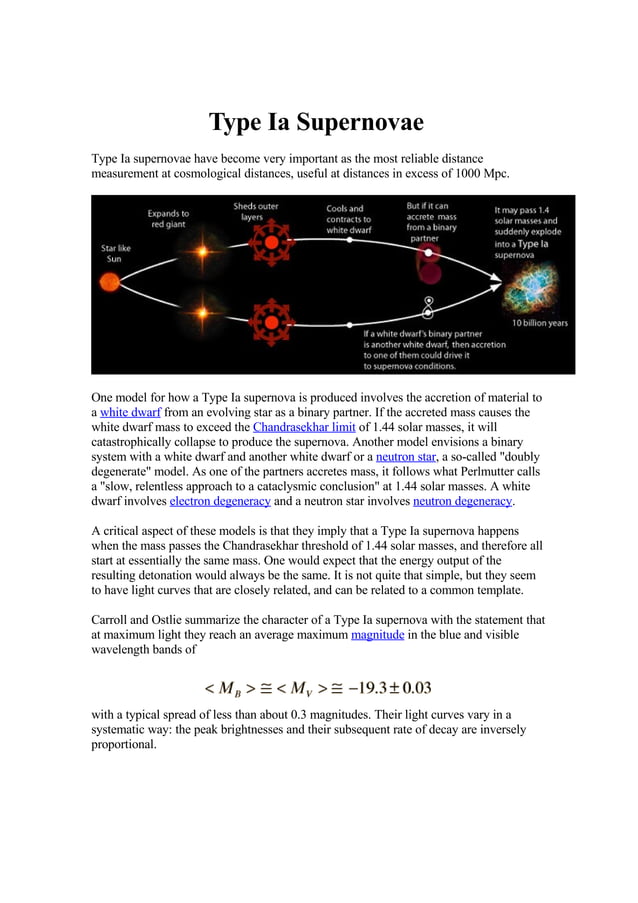 Types Of Supernovas | PDF