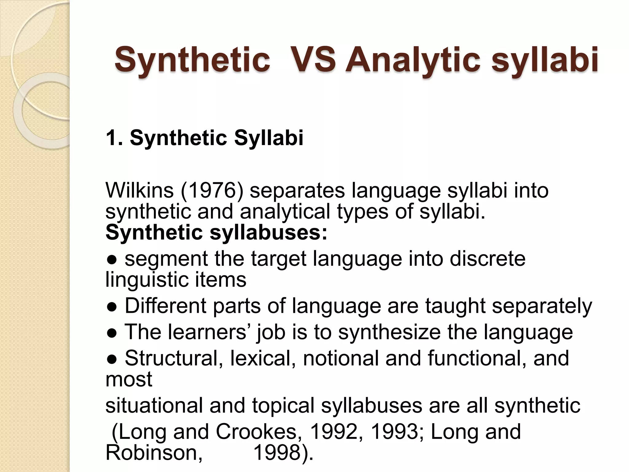 Types of syllabus design | PPTX
