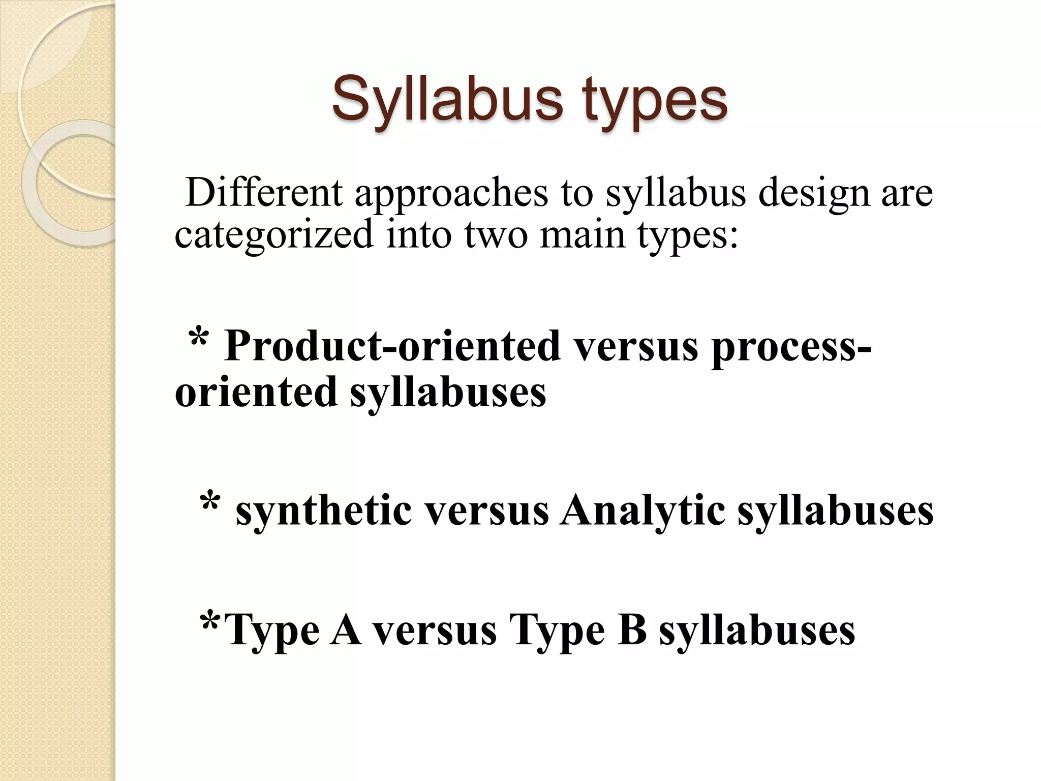 Types of syllabus design | PPTX