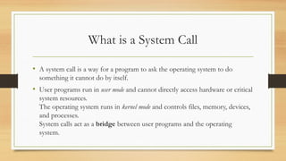 Types of System calls in Operating Systems | PPTX