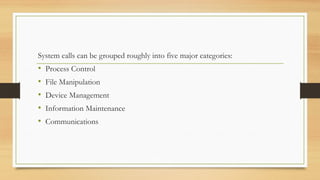 Types of System calls in Operating Systems | PPTX