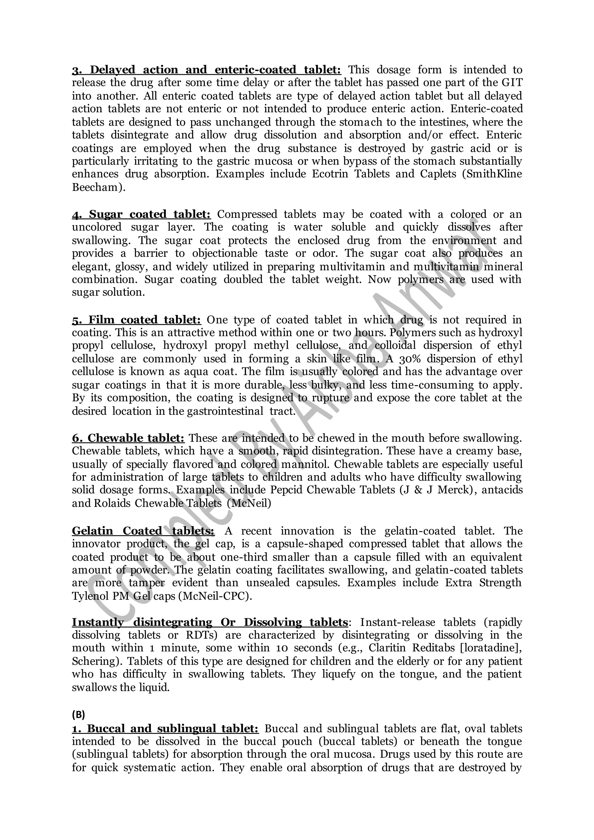 Types of tablets | DOCX