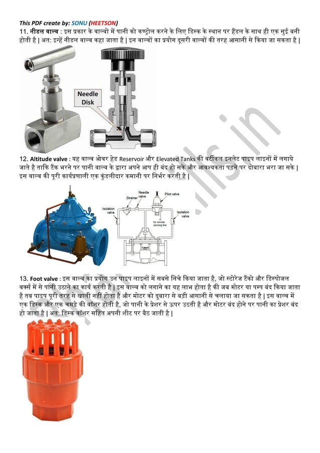 Types of Valves, Taps and Cocks in Plumbing | PDF