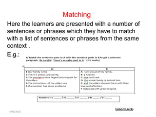 Types of tasks in an english language test | PPTX