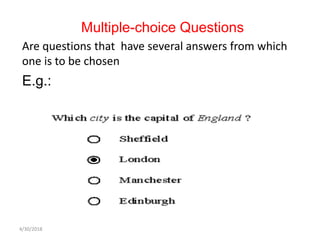 Types of tasks in an english language test | PPTX