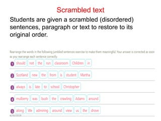 Types of tasks in an english language test | PPTX