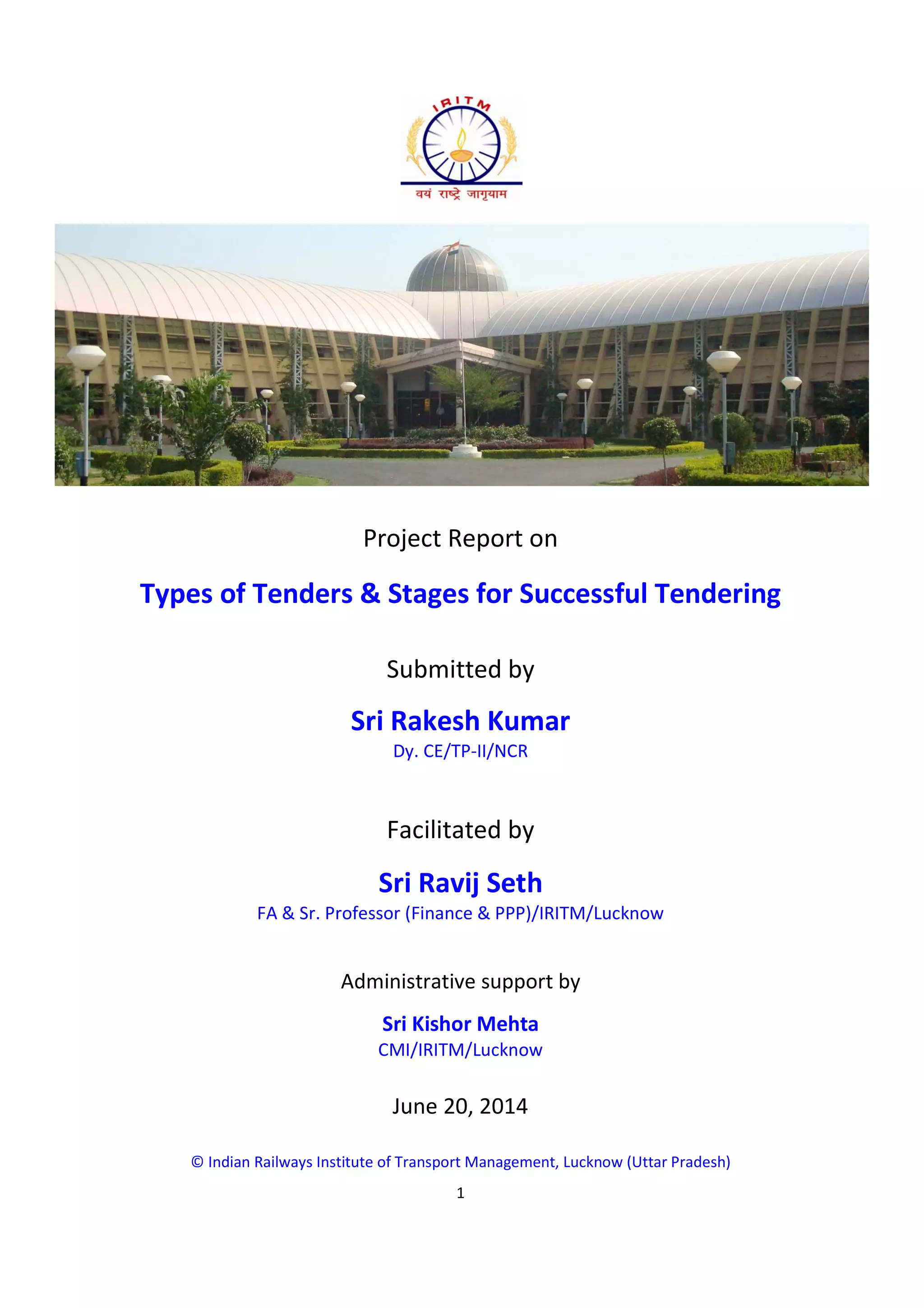 Types of tenders & stages for successful tendering | PDF