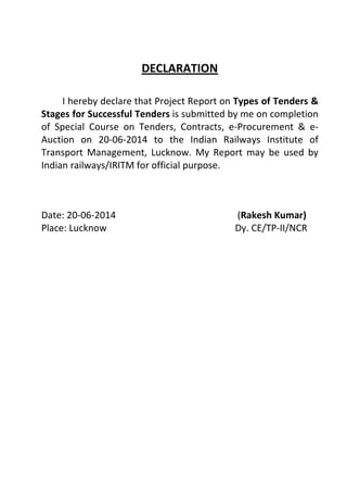 Types of tenders & stages for successful tendering | PDF