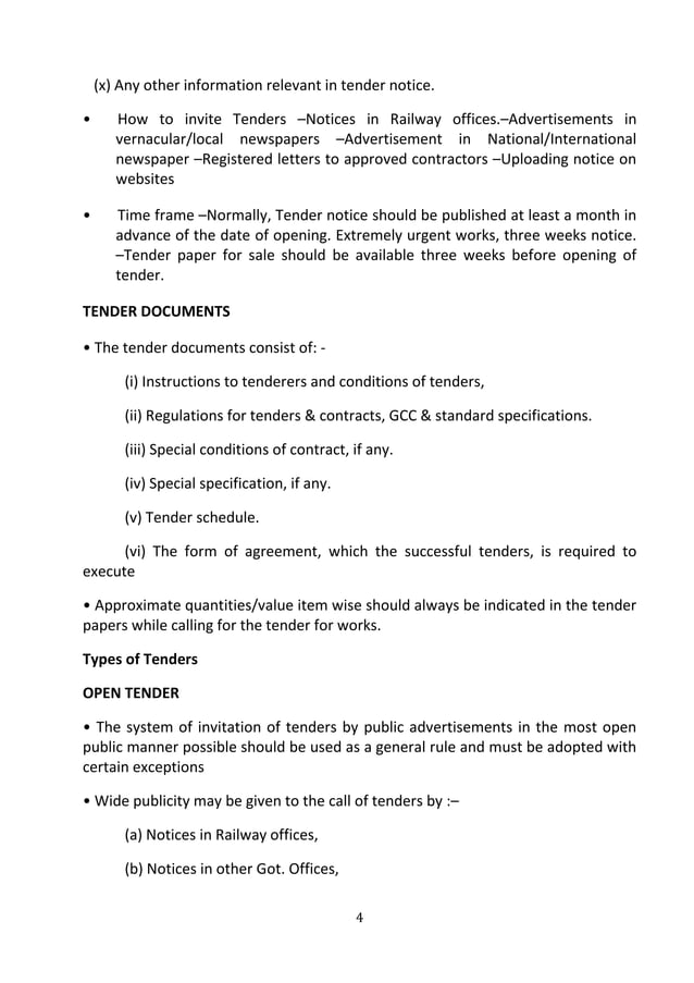 Types of tenders & stages for successful tendering | PDF