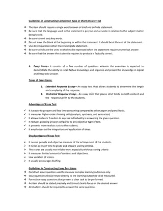 Types of test | DOCX