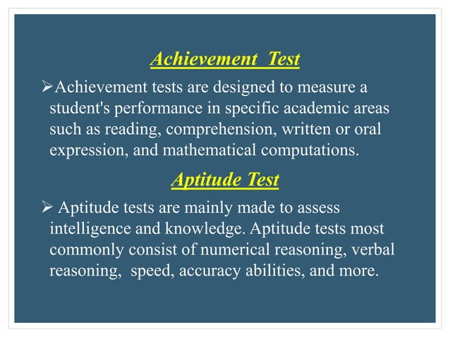 Types of Test | PPTX | Standardized Testing | Educational Assessment