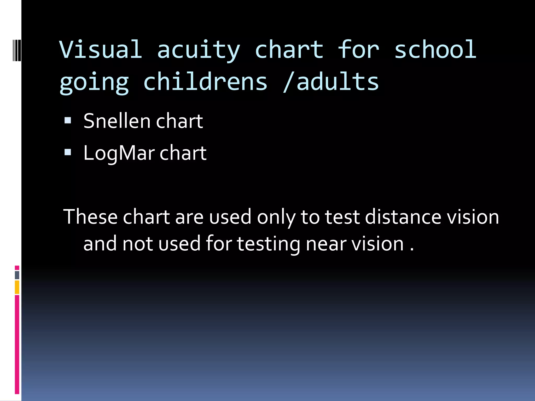 Test types used in optometry | PPTX