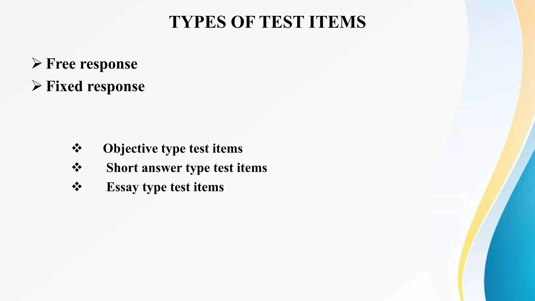 Types of test items | PPTX