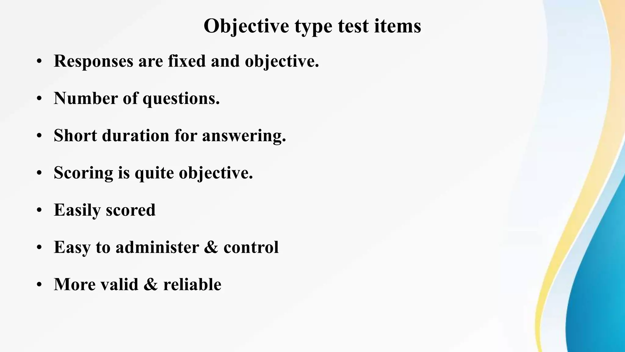 Types of test items | PPTX
