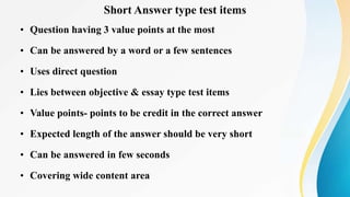 Types of test items | PPTX