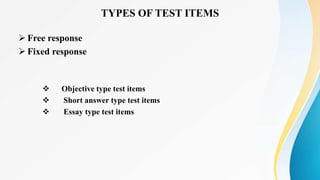 Types of test items | PPTX