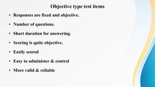 Types of test items | PPTX
