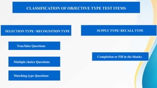 Types of test items | PPTX