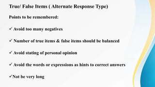 Types of test items | PPTX