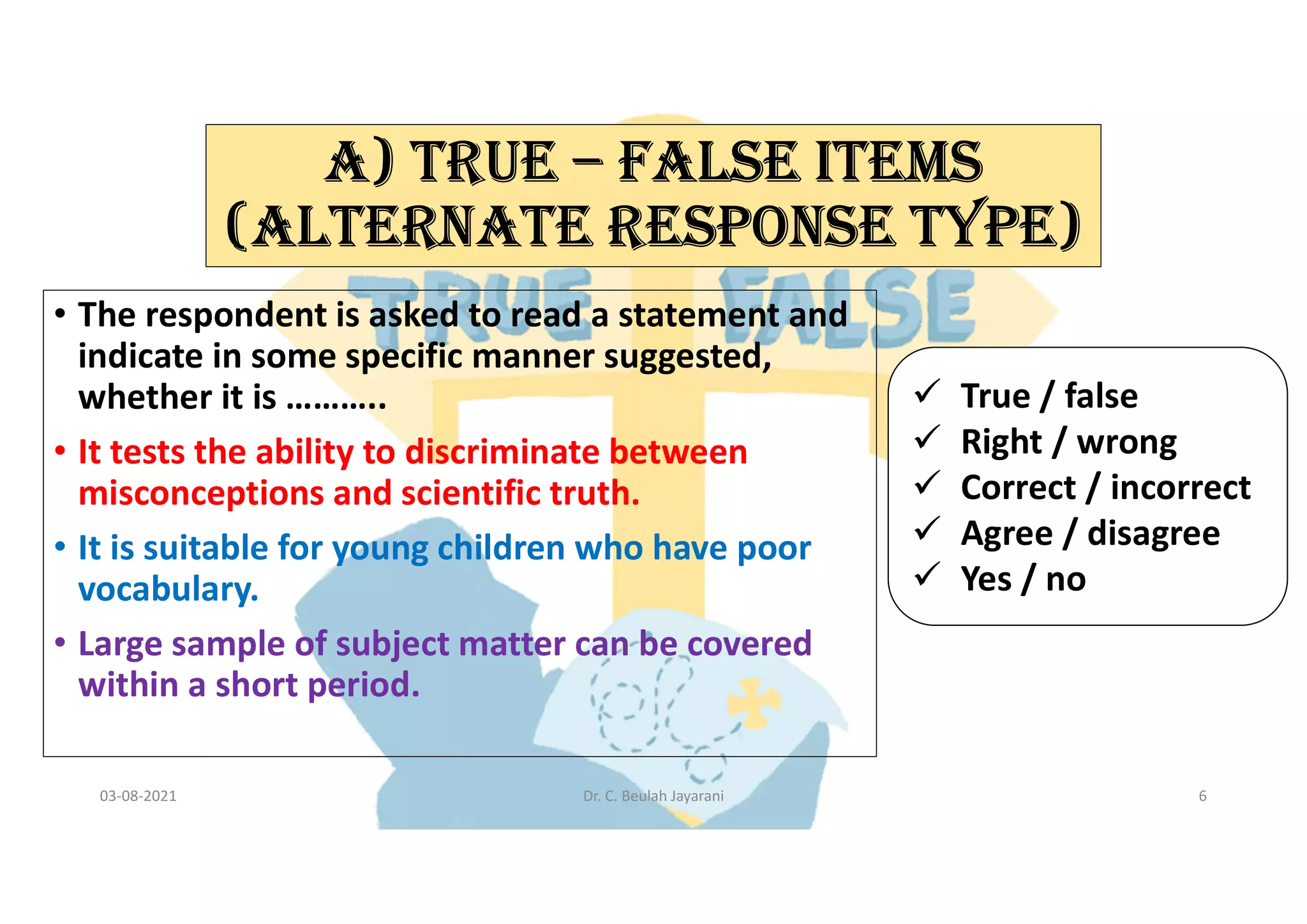 Types of test items | PDF