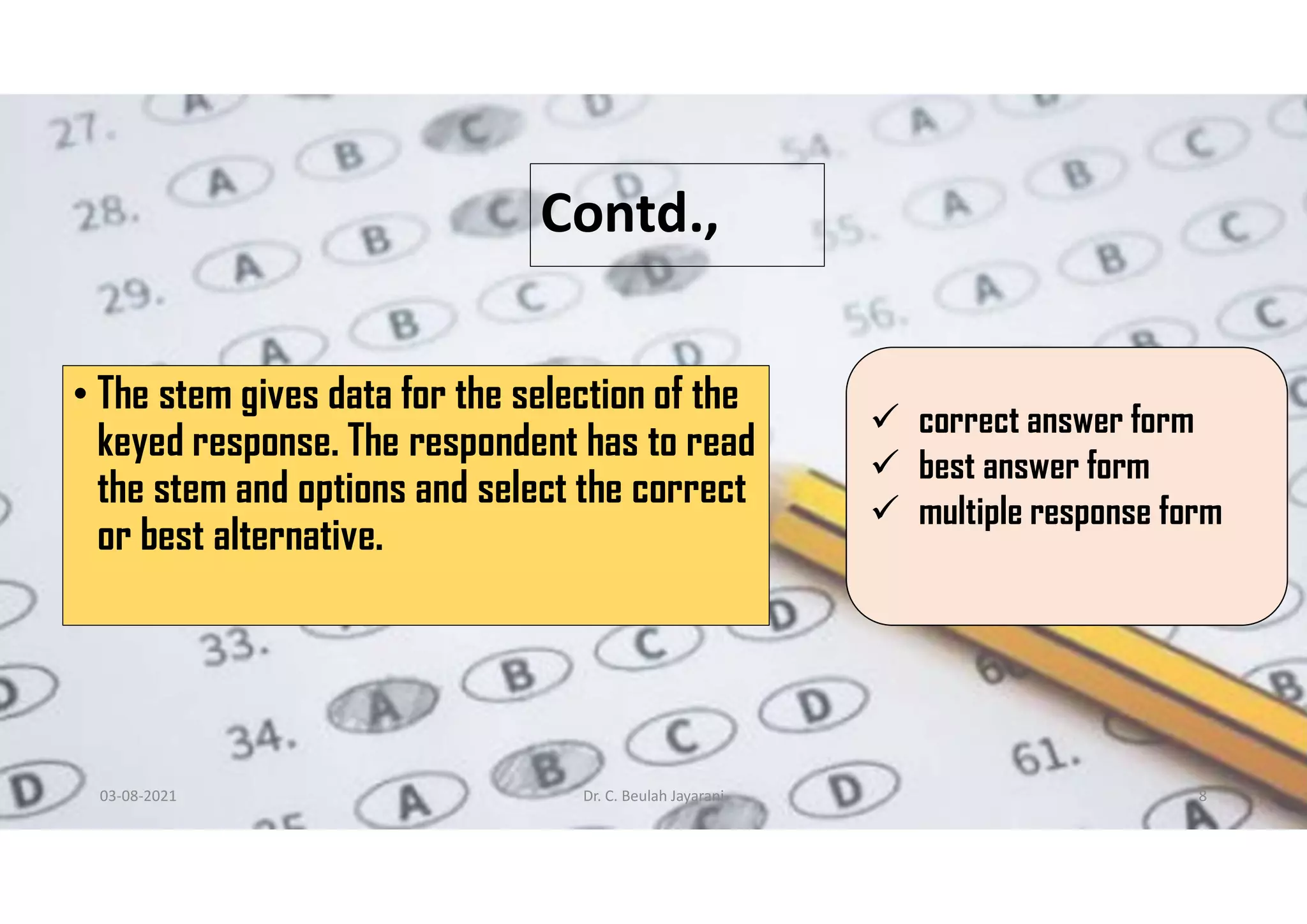 Types of test items | PDF