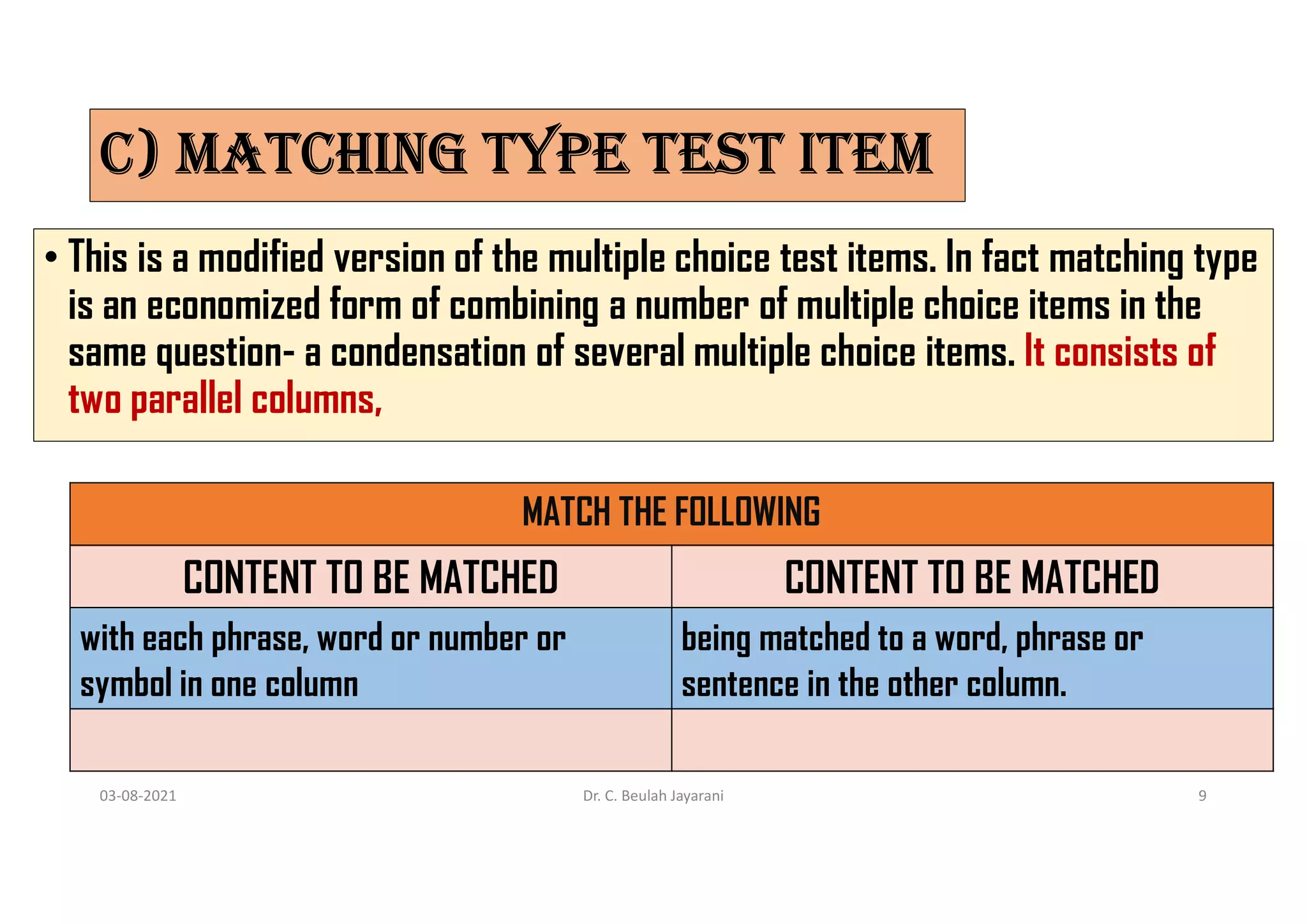 Types of test items | PDF