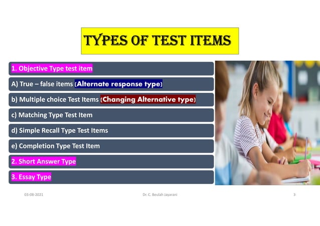 Types of test items | PDF | Standardized Testing | Educational Assessment