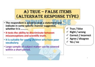 Types of test items | PDF