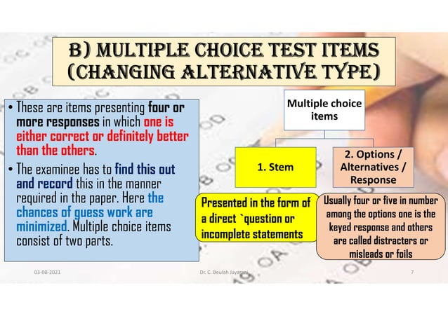 Types of test items | PDF | Standardized Testing | Educational Assessment
