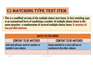 Types of test items | PDF