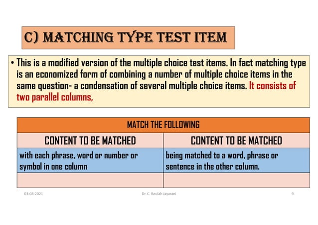 Types of test items | PDF | Standardized Testing | Educational Assessment